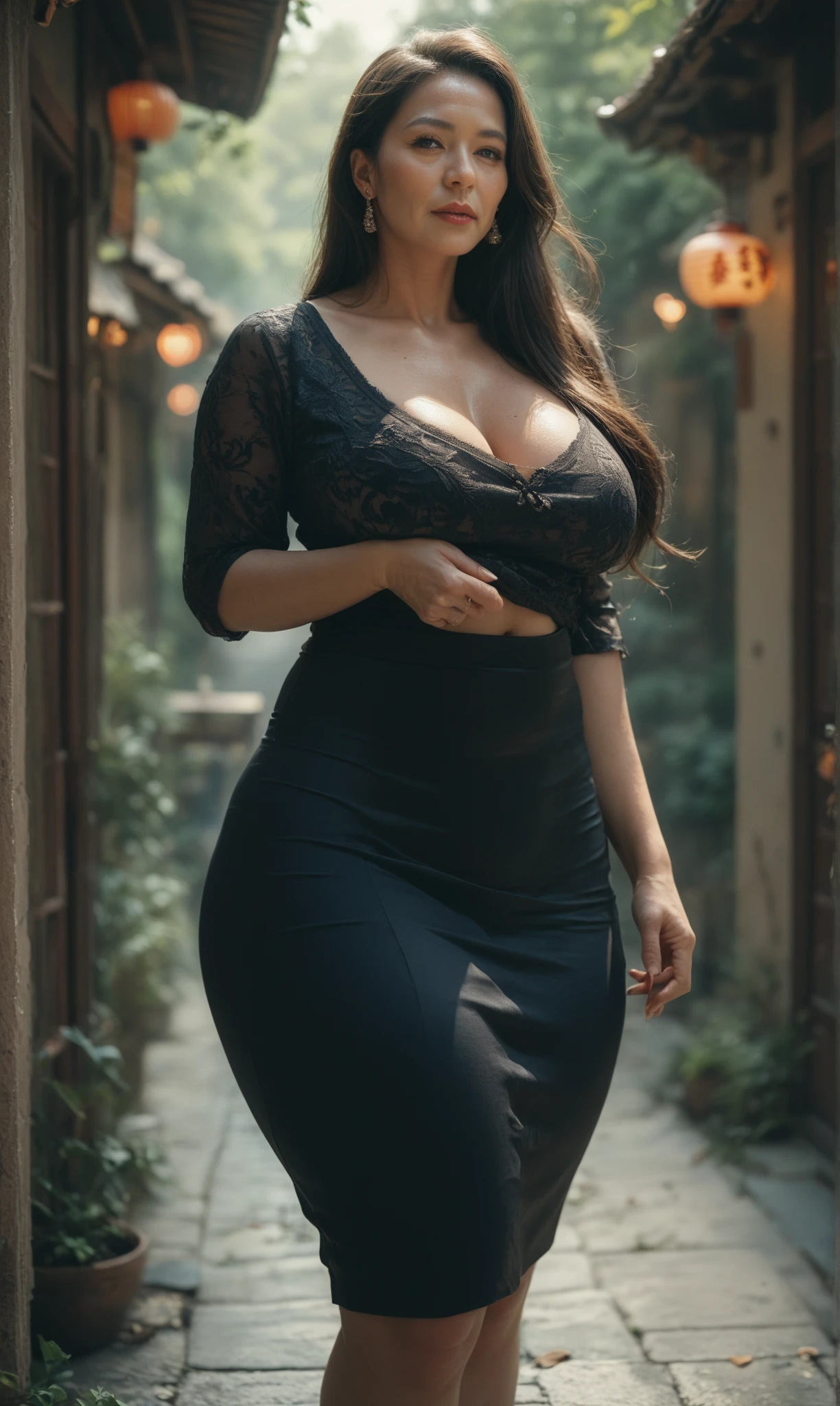 mature woman, Big Boobs, Thick thighs ，Chinese mature ， long hair - SeaArt AI