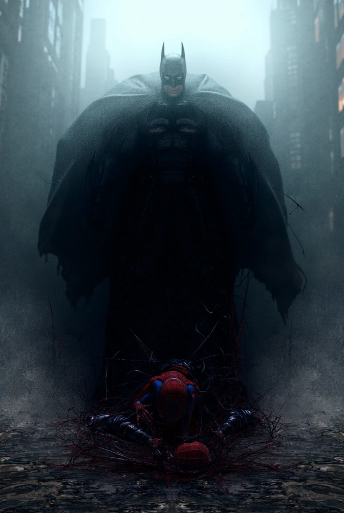 Batman beating spiderman - SeaArt AI