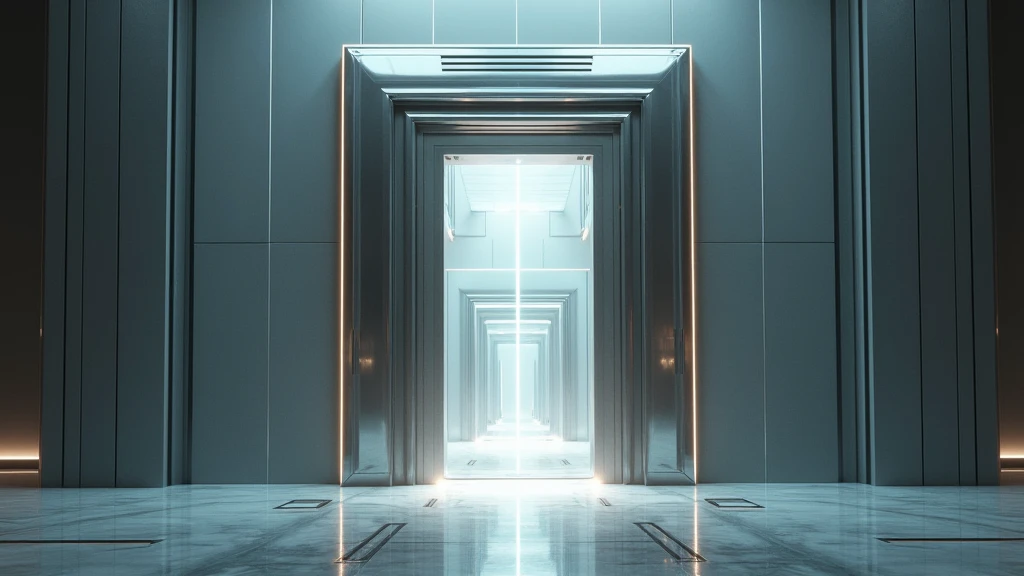 Photo of a stunning unique technological door, realistic cinematic 3D ...