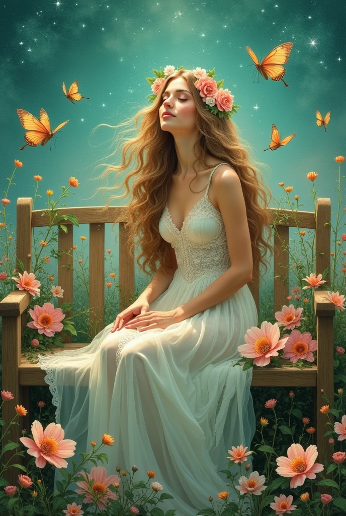 Olé on canvas ,,,,,ethereal scene ,,, a beautiful woman with long hair ...