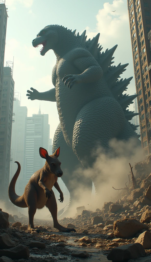 Godzilla kill Kangaroo - SeaArt AI