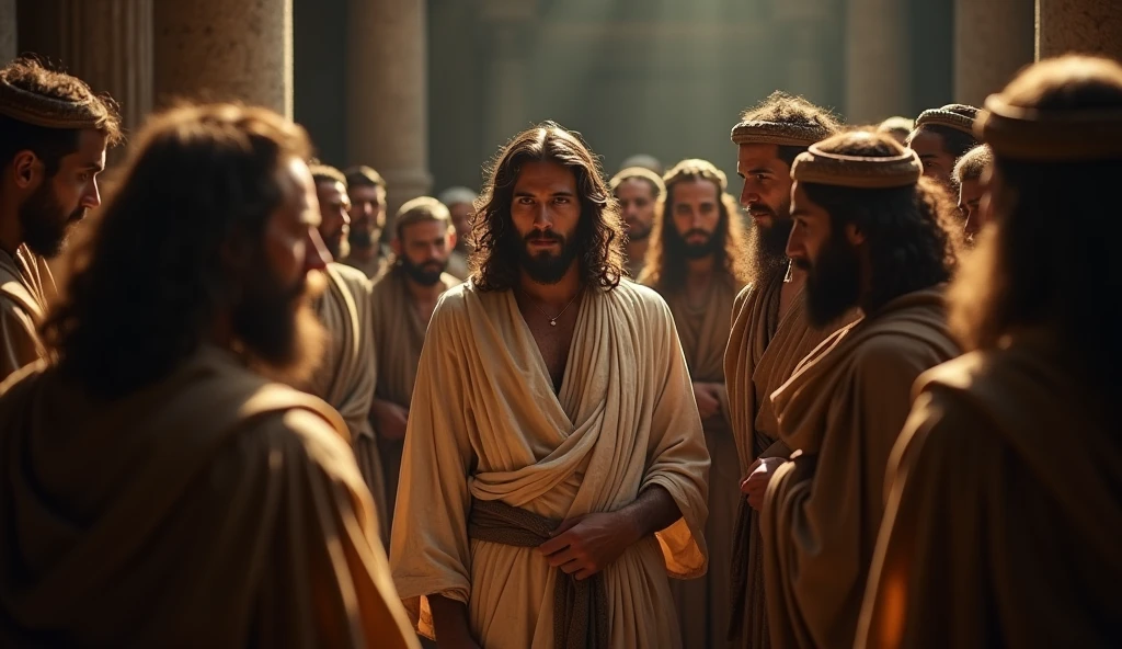 Modern portrait of Jesus and the Pharisees, cinematic lighting - SeaArt AI