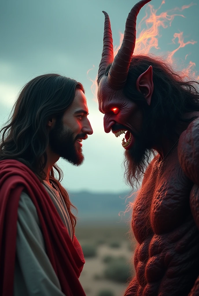 Jesus and the Devil face to face - SeaArt AI