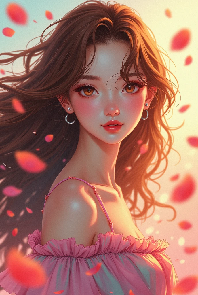 ( 1 girl), dynamic pose, whole body, 耳Nipple Ring, fluffy dress ...