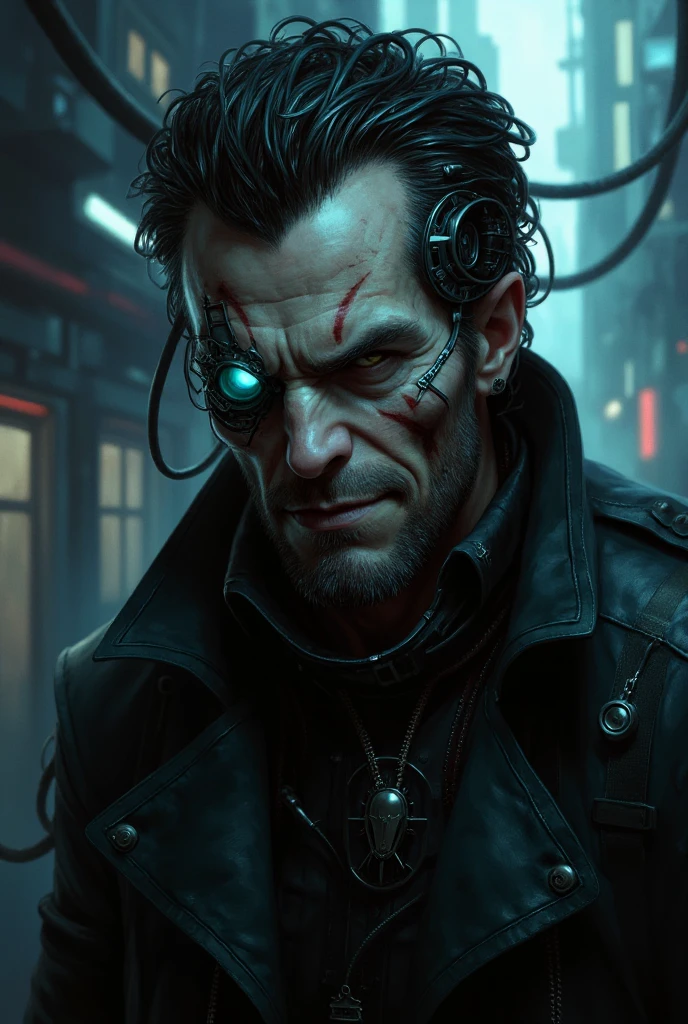 A cyberpunk portrait of willem dafoe similar to his looks in spiderman ...