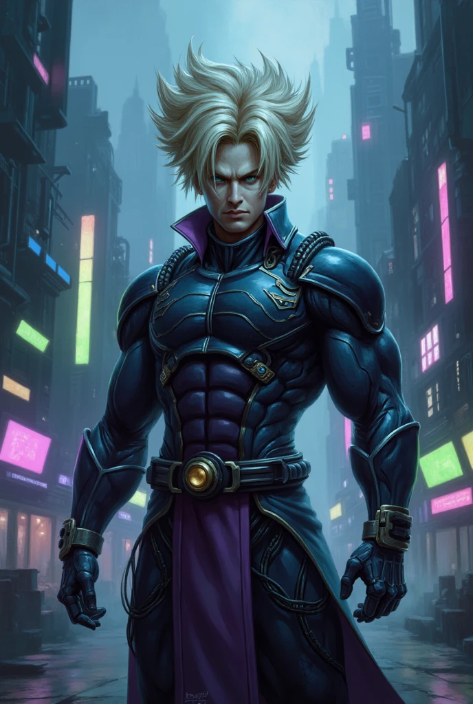 A cyberpunk portrait of trunks from dragon ball z , full body - SeaArt AI