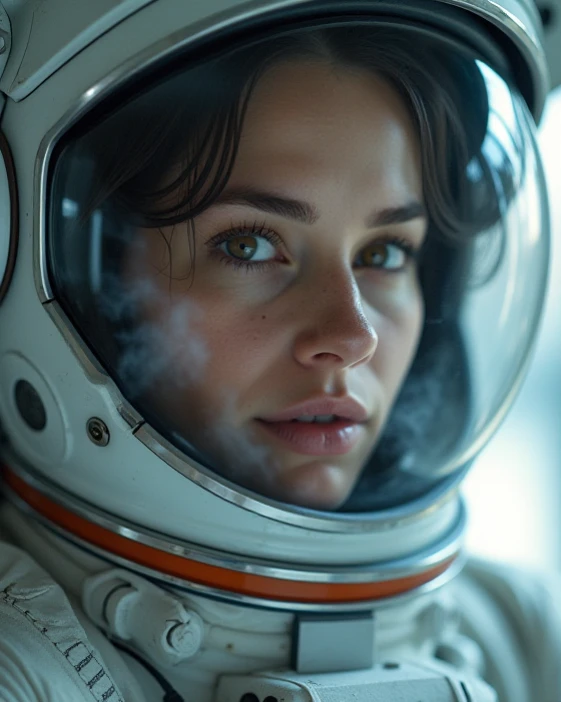 Female astronaut j0rd7nj0n3s in space, beautiful face, realistic photo ...