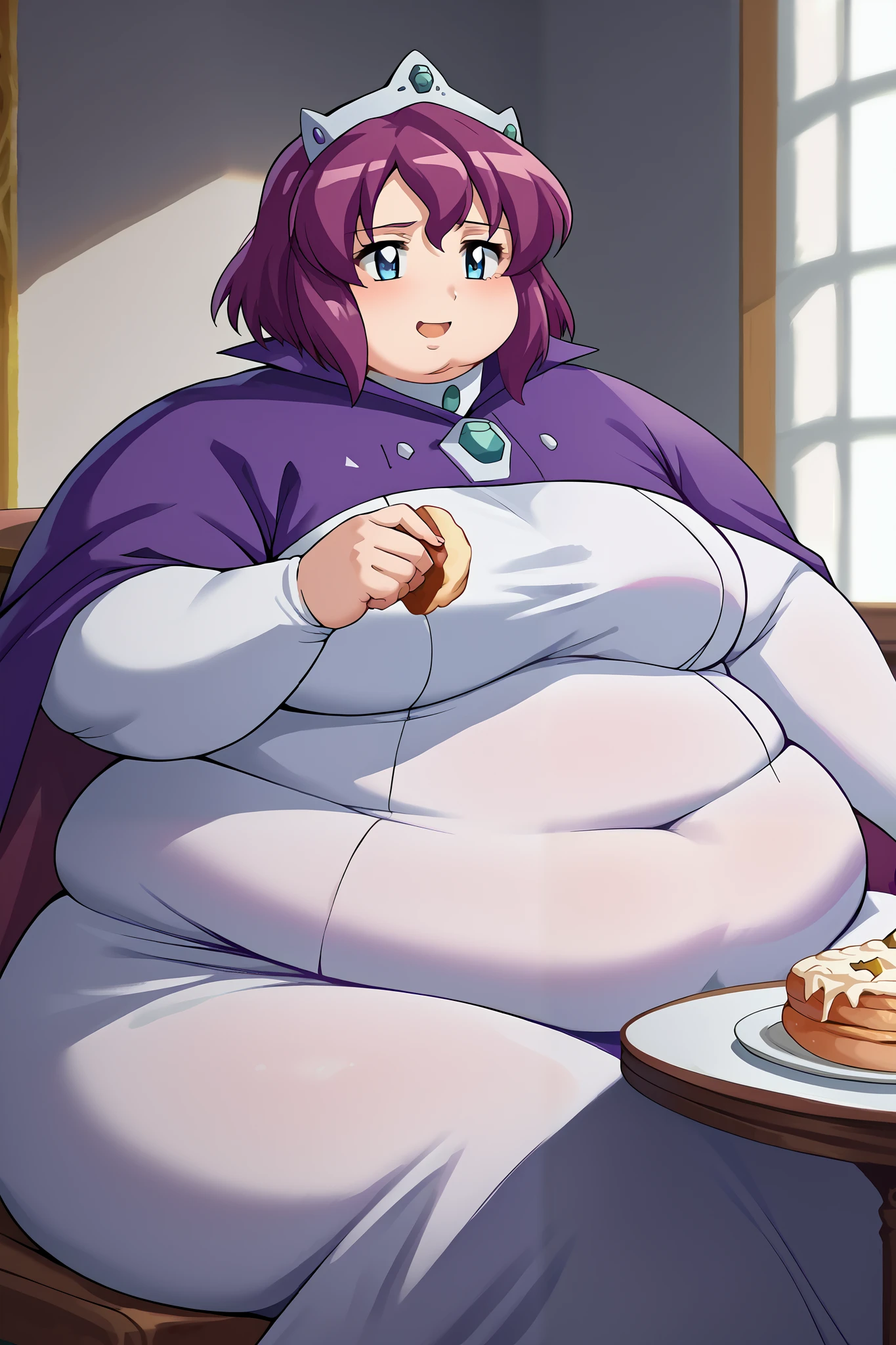 Anime character sitting in a chair with a plate of food - SeaArt AI
