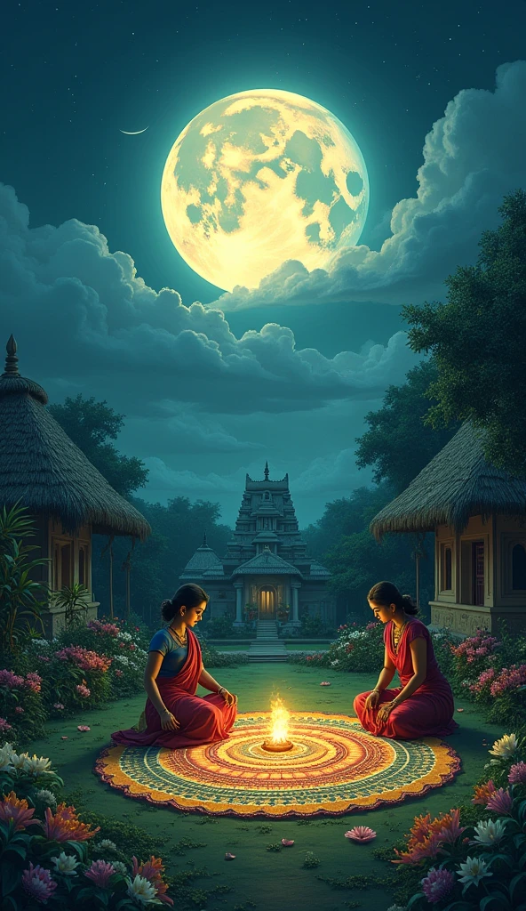 "An artistic depiction of a serene full moon night during the Tamil ...