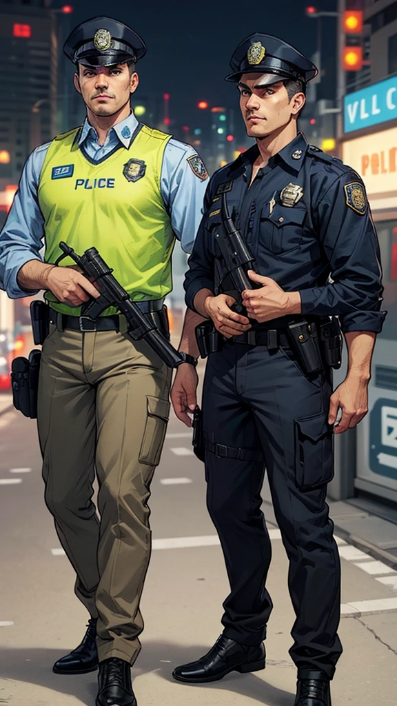 There are two police Officials standing next to each other, police ...
