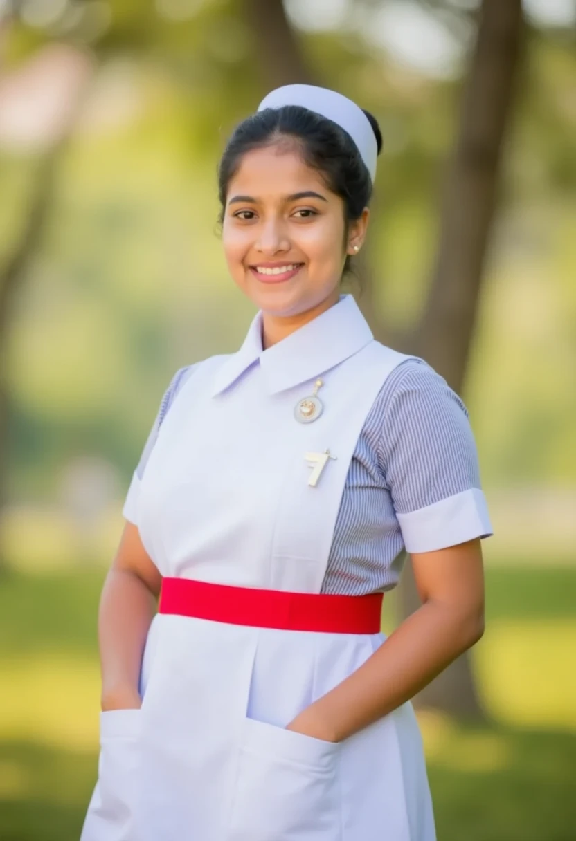 Sri lanka,1girl, red belt, Nurse 2nd Year Uniform, full body - SeaArt AI