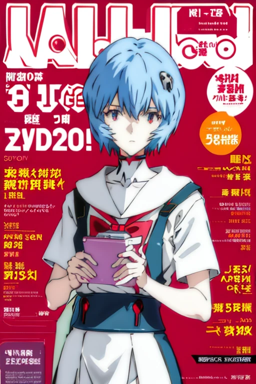 Rei Ayanami, evangelion, Seifuku, magazine cover - SeaArt AI