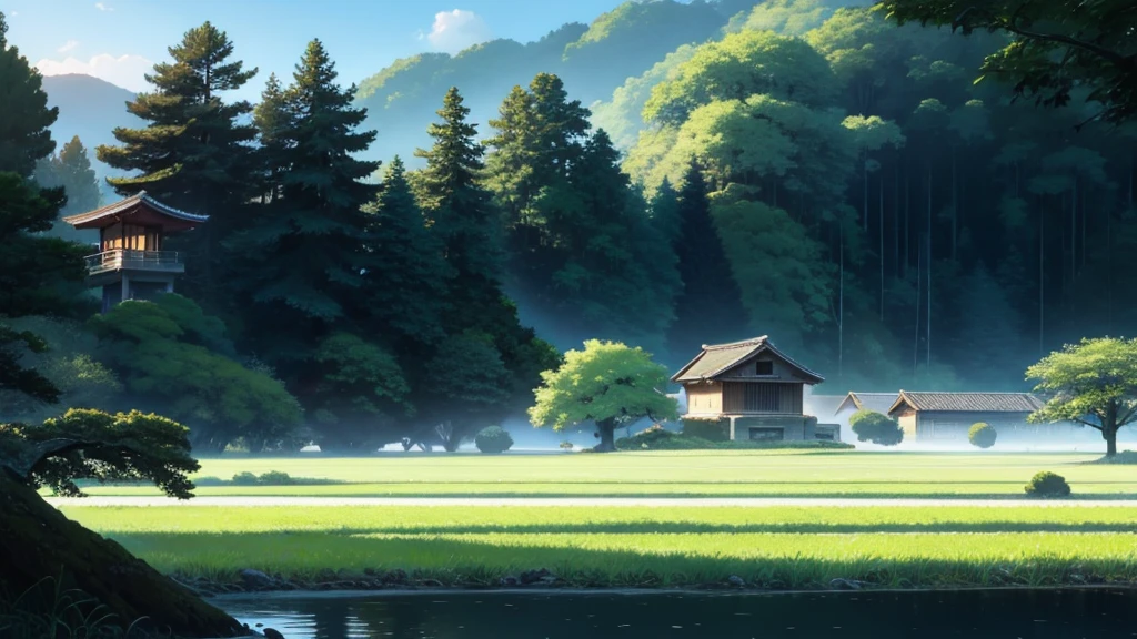 Japanese countryside, forest, tree, rice fields - SeaArt AI