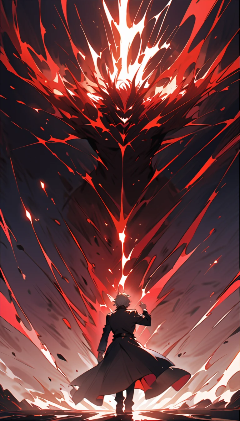 cool 、 one man、 is looking backwards、masterpiece,大きくSpread your hands ...