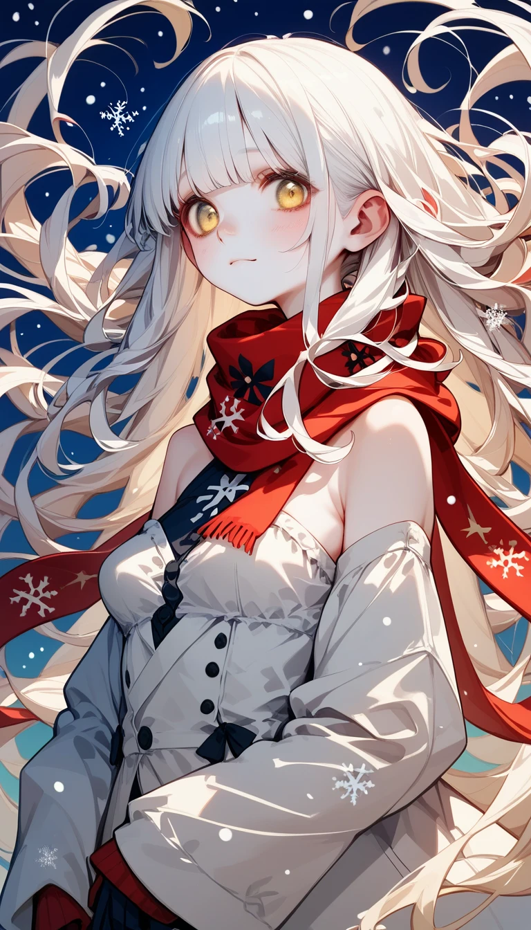 Gothic ****ta cosplay, cute girl, white trench coat, red silk scarf ...