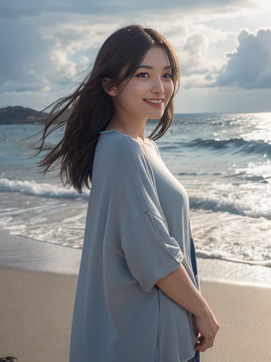 This piece depicts a model wearing loose, body-cling clothing ...