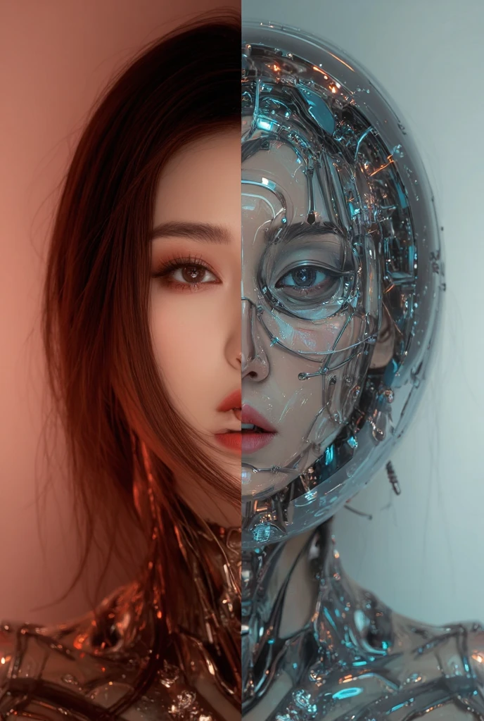 [Subject] A split-image digital artwork featuring a stunning oriental ...