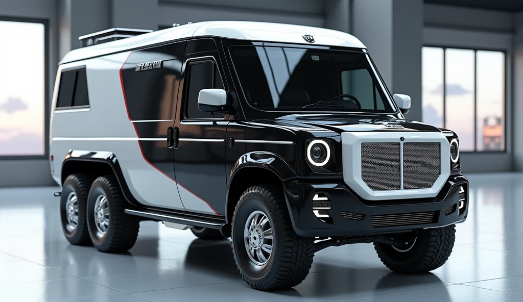 "An ultra-detailed 3D render of a modern 4x4 RAM Motorhome with a bold ...