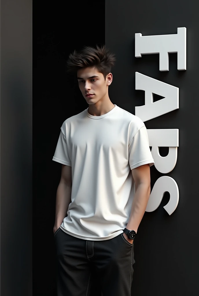 Create a realistic image 20 years old attitude boy is standing up ...