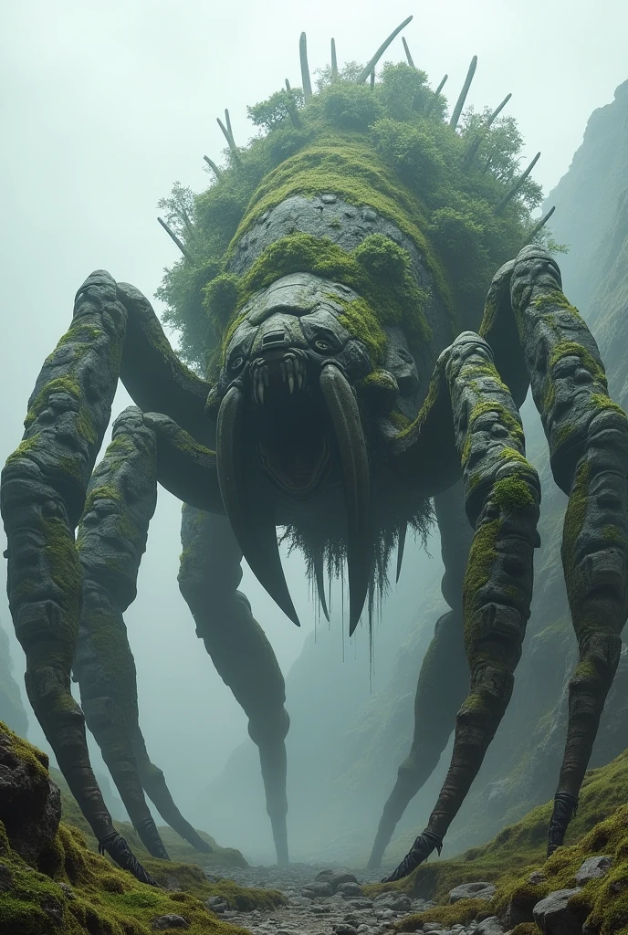 A giant creature is a mix of cancer spider and scorpion covered with ...