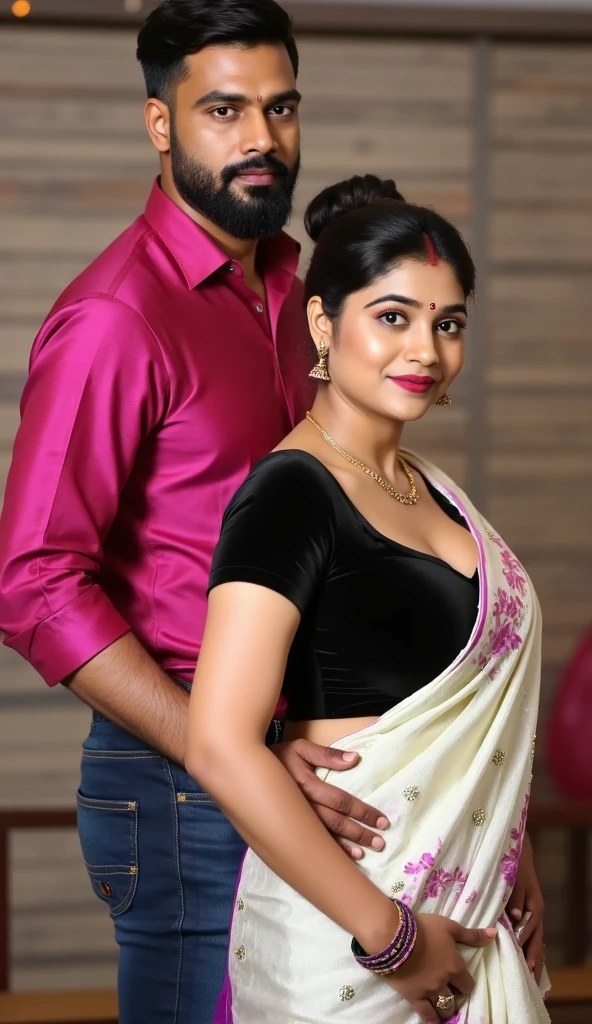 Hot healthy south indian dark brown curvy milf with hair bun - SeaArt AI