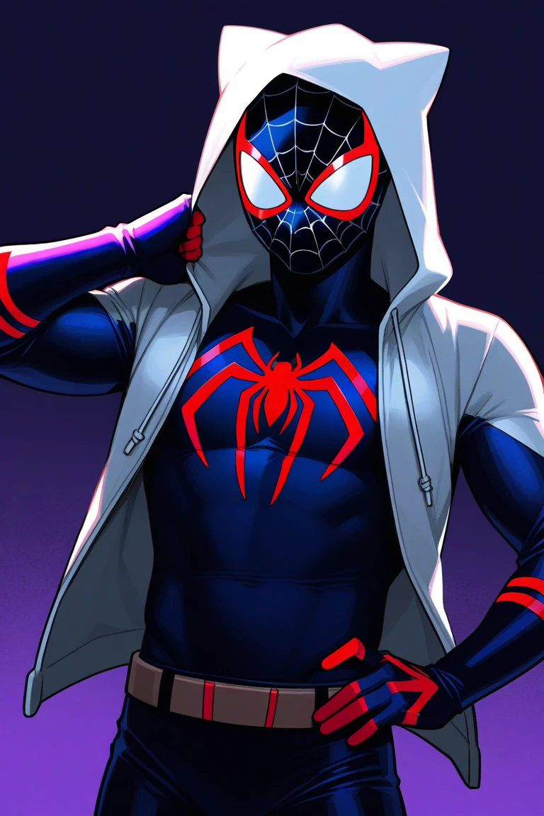 Finn the human in the black Spider-Man suit but with his face free ...