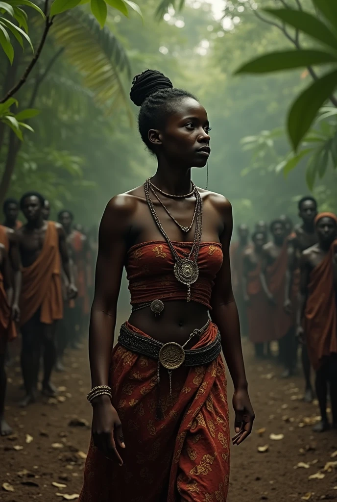Amina, a young African woman, dressed in traditional Oyo attire with ...