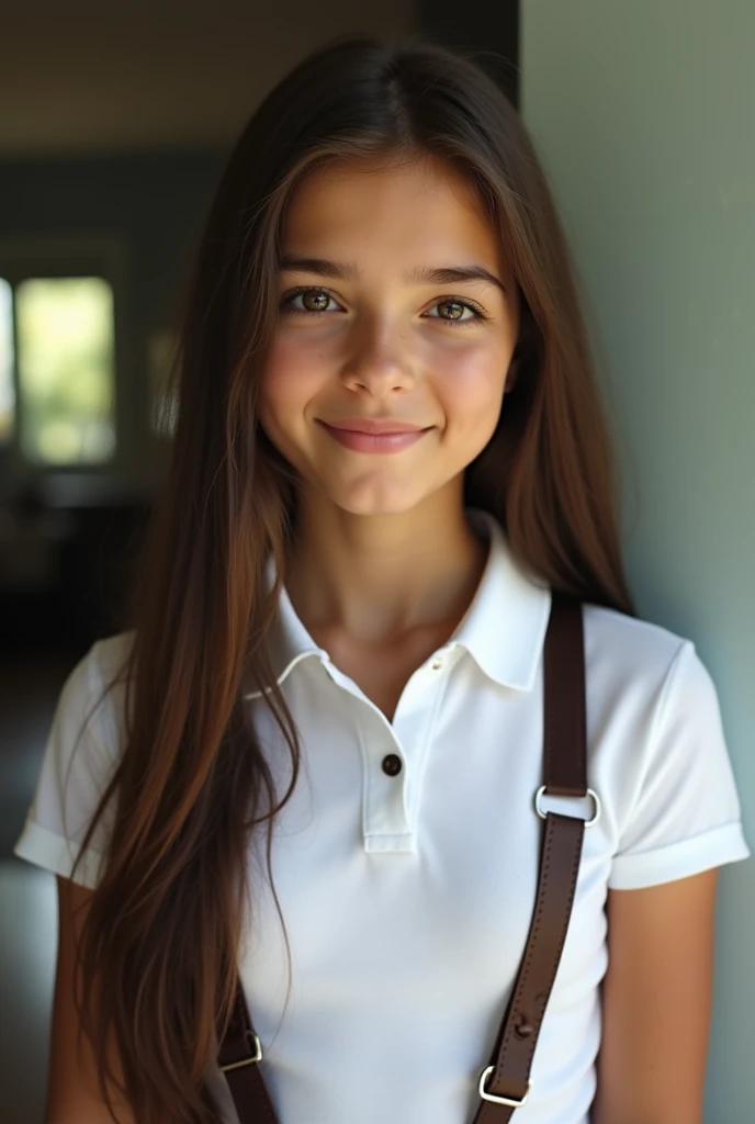 Attractive 16-year-old girl with light tan skin with completely ...