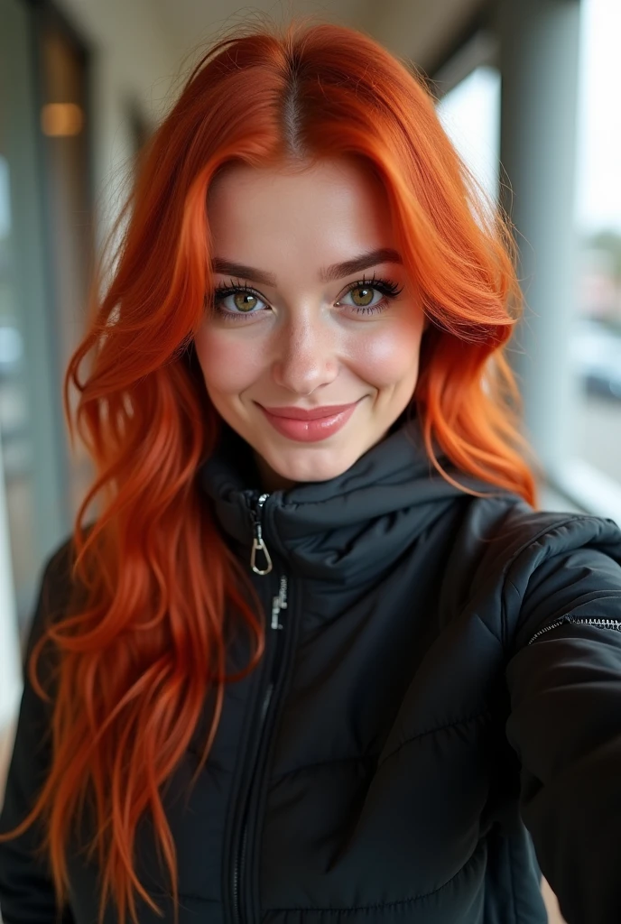 Woman with red hair taking a selfie , a photo of Nándor Katona - SeaArt AI