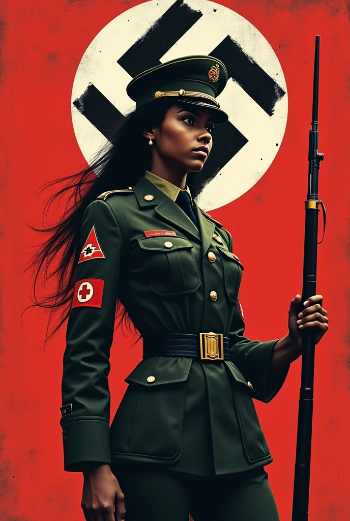 Make me a fascist poster with the red and white colors of Peru and the ...