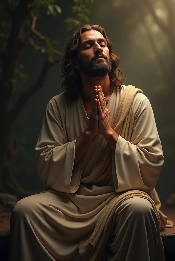 Jesus praying seated - SeaArt AI