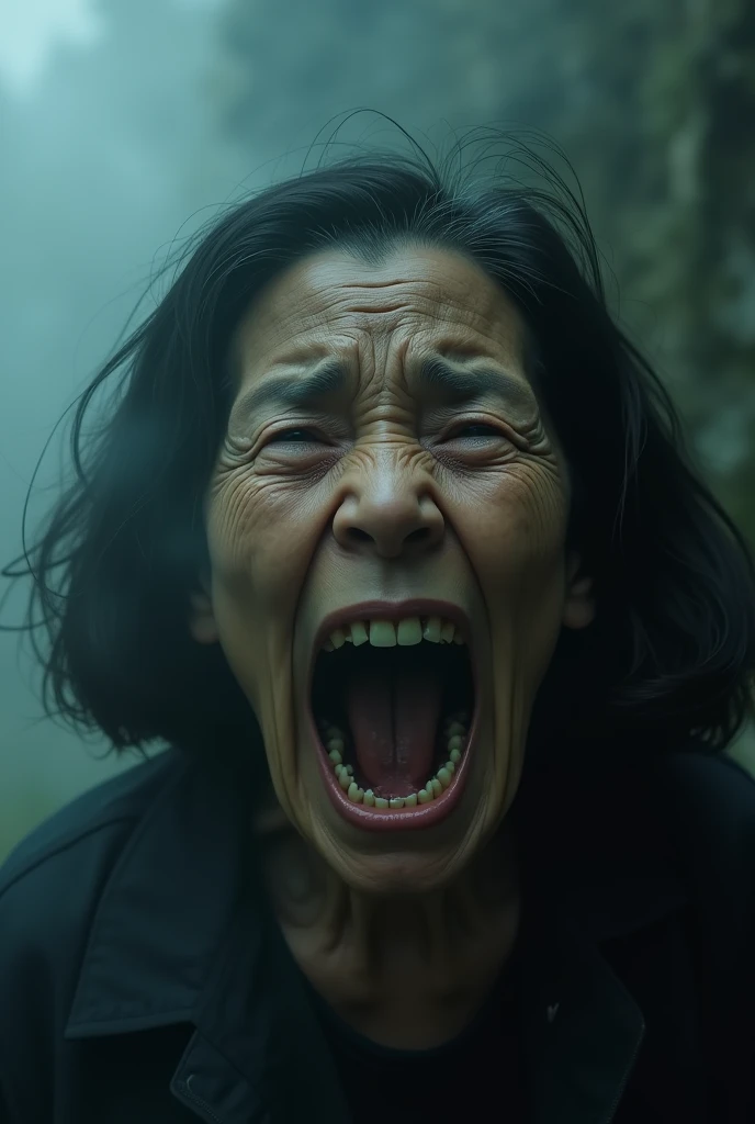 ((Highest quality)), ((masterpiece)), Close Up shot of a おばさん from film ...