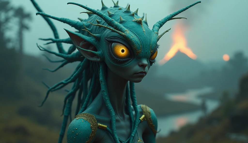 Pretty face,eyebrow up,full body length, niobium ,swampy angry fairy ...