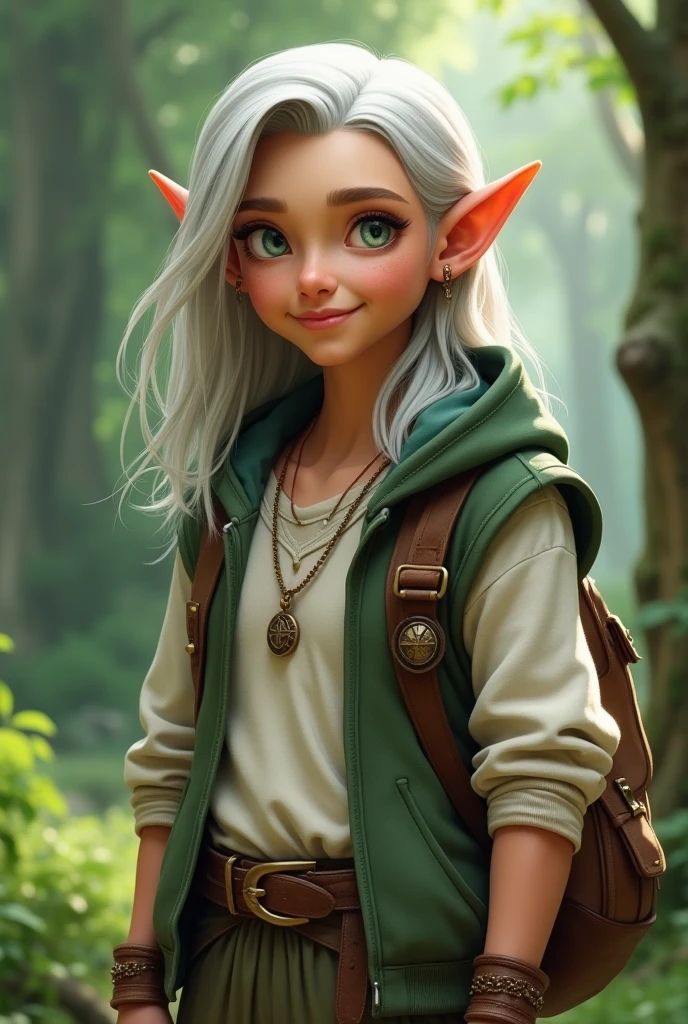 An elf with a light and harmonious appearance , with a serene and ...