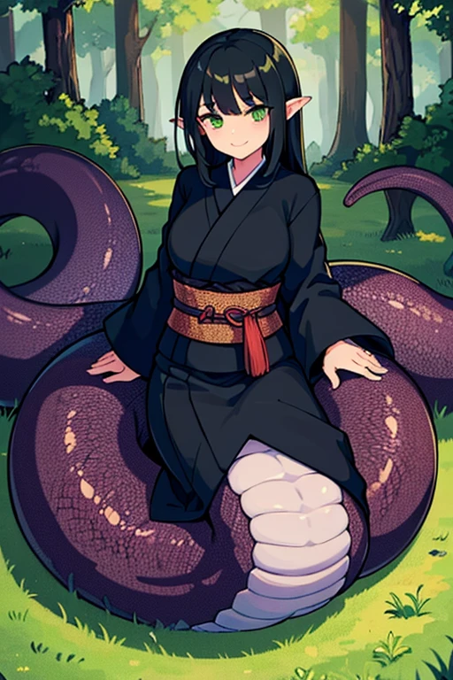 A boy, lamia, detailed black scales, male, long flowing black hair - SeaArt AI