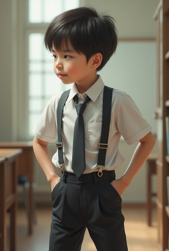 Boy shows off his ass wearing school uniform - SeaArt AI