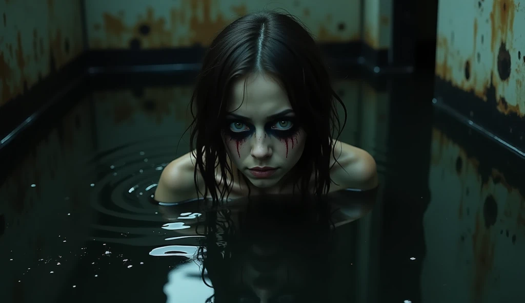 Surreal, dreamlike scene of a frail, terrified young woman's face ...