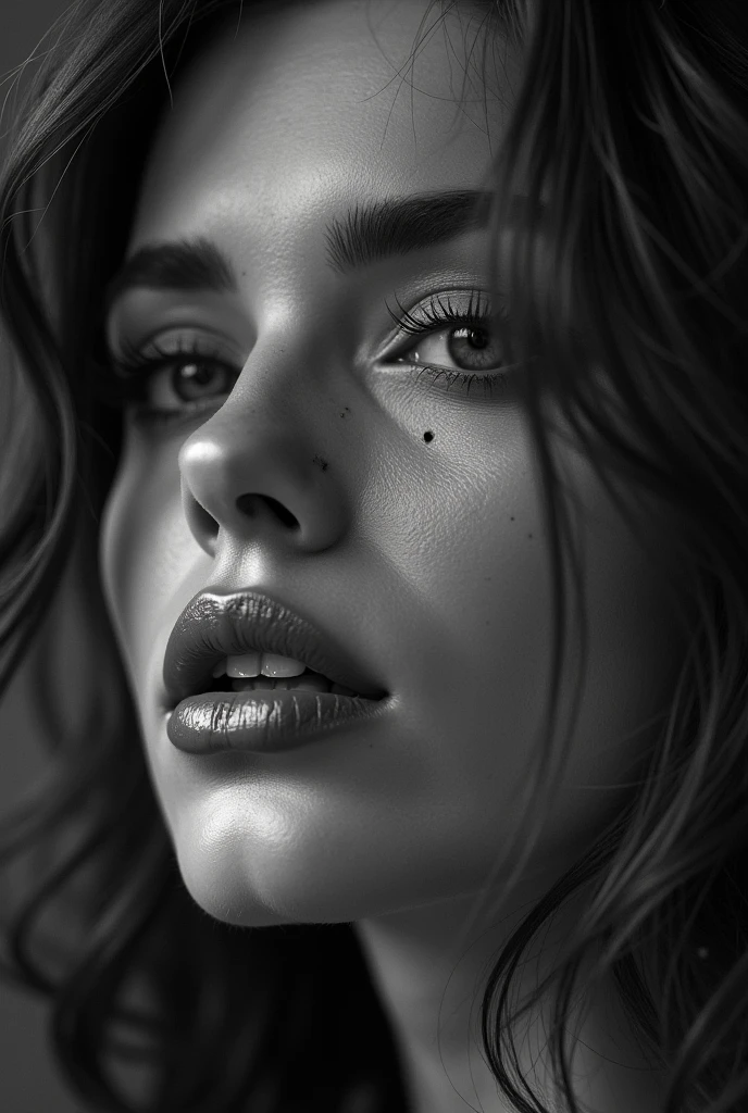 Ultra realistic Closeup, cracked lips,a black and white photo of a ...