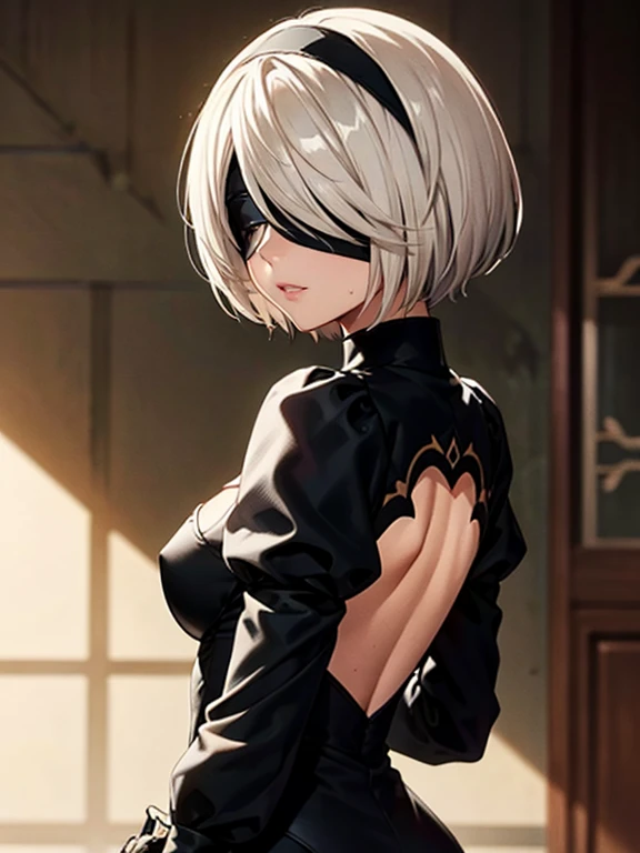 YoRHa No. 2 Type B,2b, One Girl , Alone, short hair, gloves - SeaArt AI