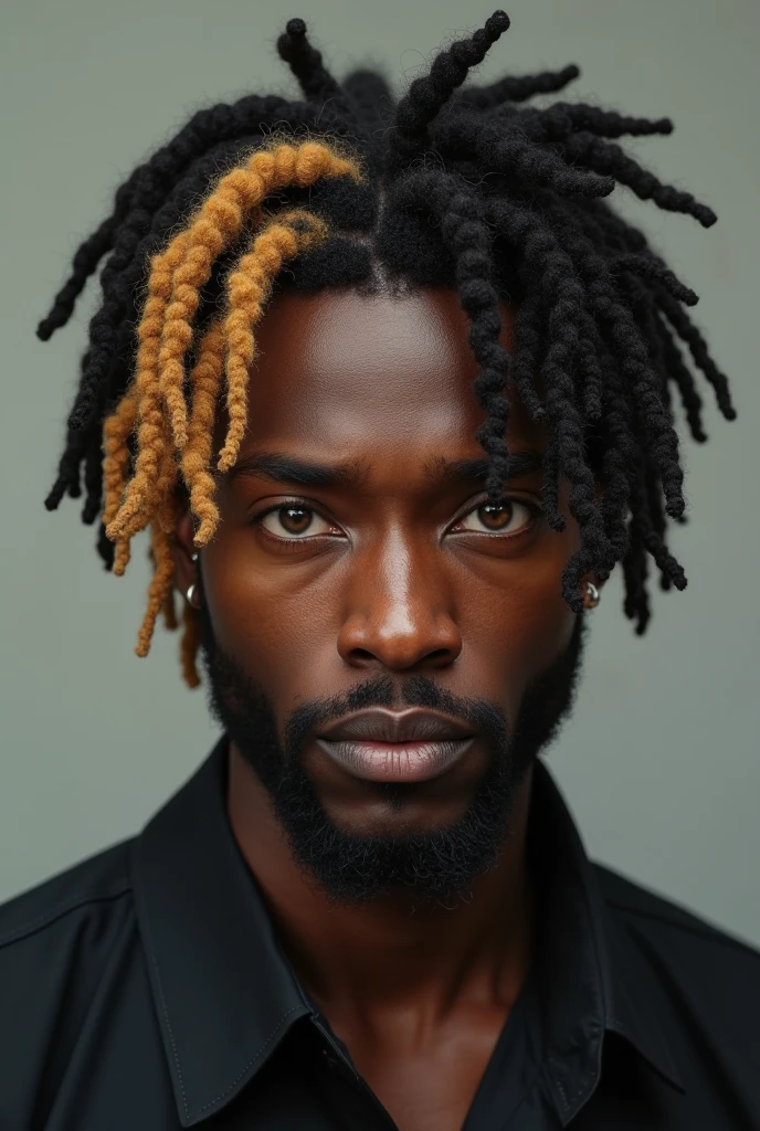 Black man with heterochromia and dreads on one side black and blonde on ...