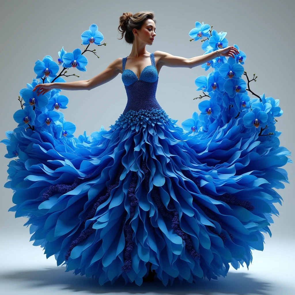 Create a fashionable dress design using recyclable materials with ...