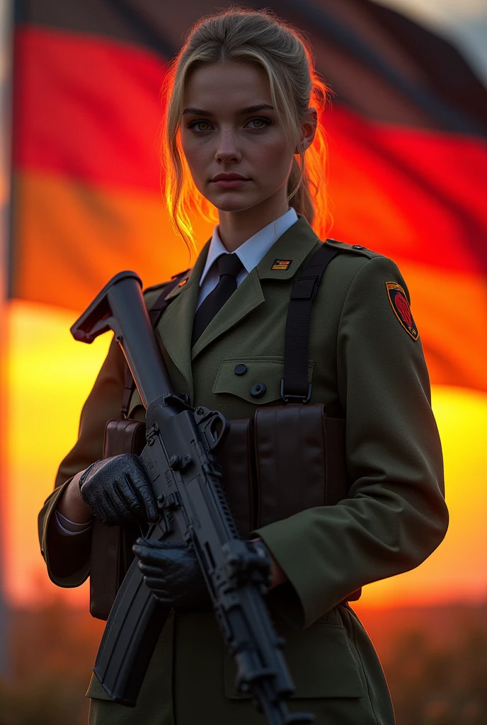 A German girl of about 24 years old against the background of the ...