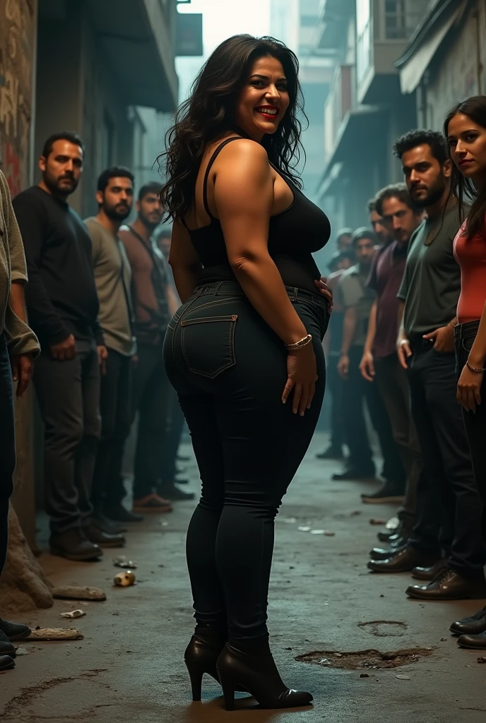 Fat Iranian woman shows her big ass to some s playing in the alley and ...