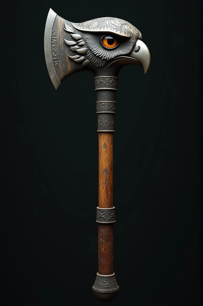 A medieval battle Hammer with an owl Head sculpted - SeaArt AI