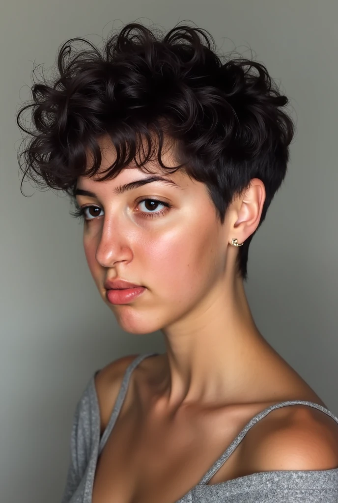Give me a rather short and curly pixie cut type 3b , j’ai envie d ...