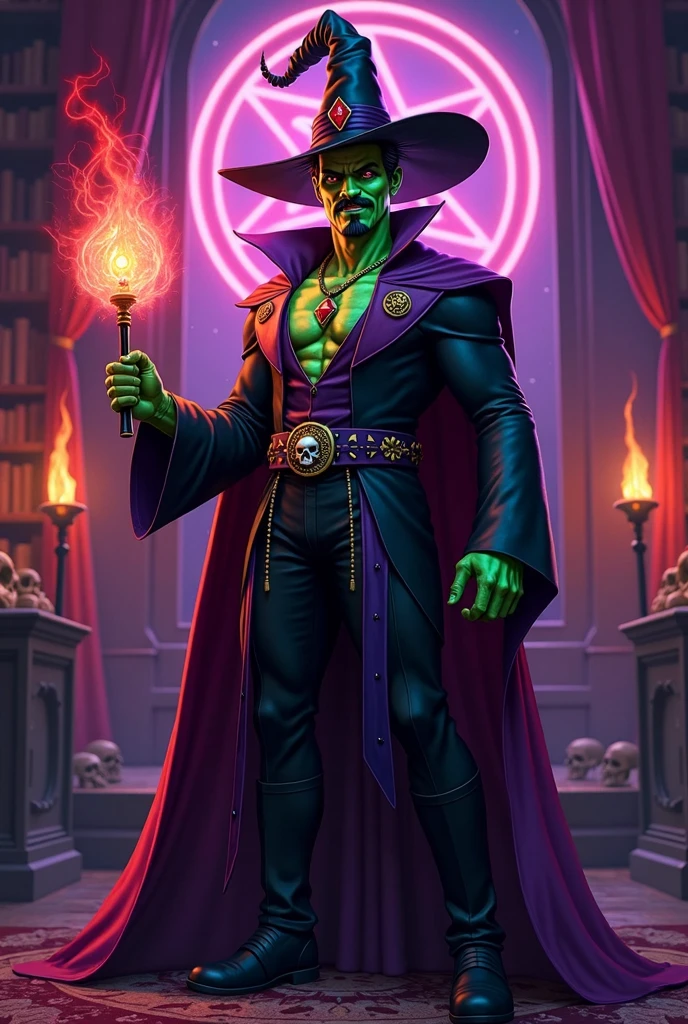 2d marvel comic pop artstyle, dr strange as a wicked wizard, evil laugh ...
