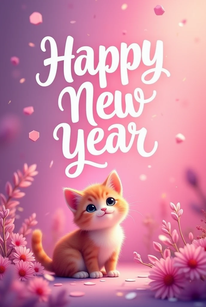 New year card with pink and violet as theme have text happy new year in ...