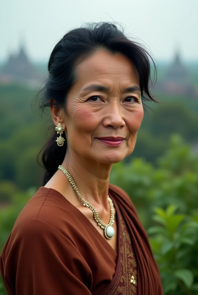 Draw a photo of Nobel prize winner Aung San Suu Kyi in Myanmar - SeaArt AI