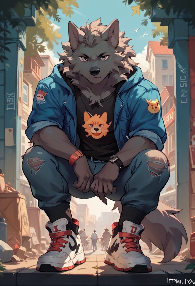 16 y.o. Teenager Leon from (((I think I Like you))). Wolf grey fur.