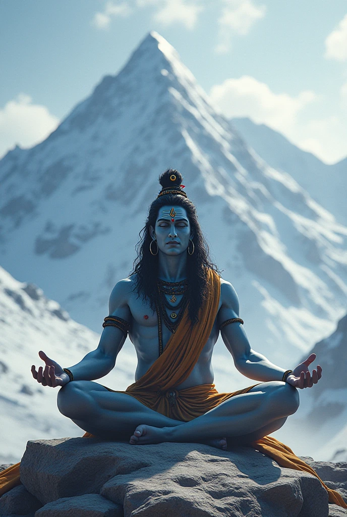 Mahadev meditating while sitting in Kailash - SeaArt AI